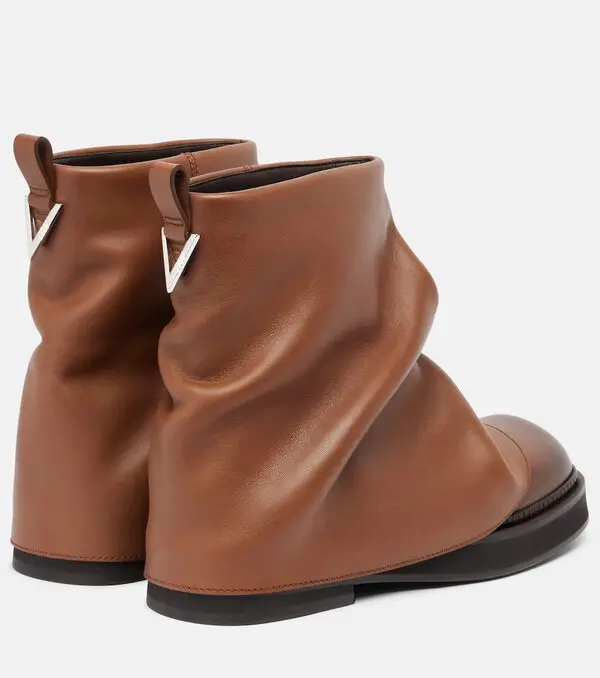 Attico Mini Robin Leather Combat Boots - Brown