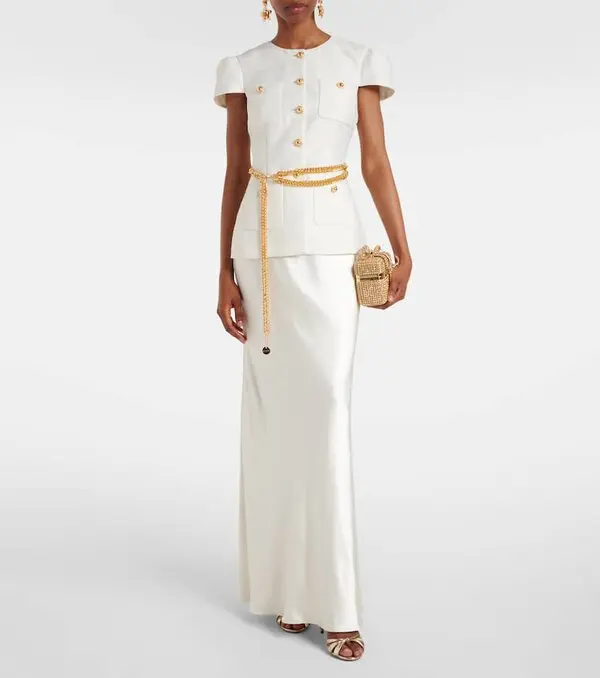 SELF-PORTRAIT Belted Taffeta Maxi Dress