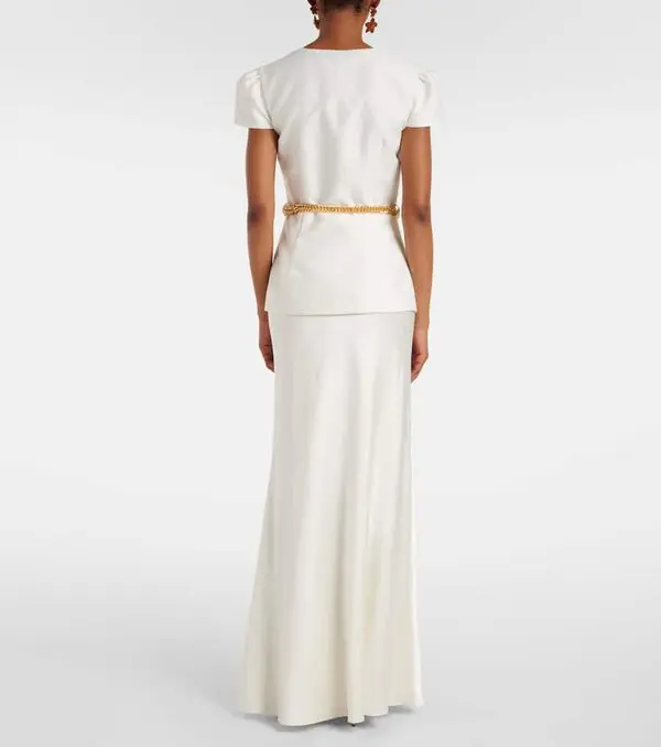 SELF-PORTRAIT Belted Taffeta Maxi Dress
