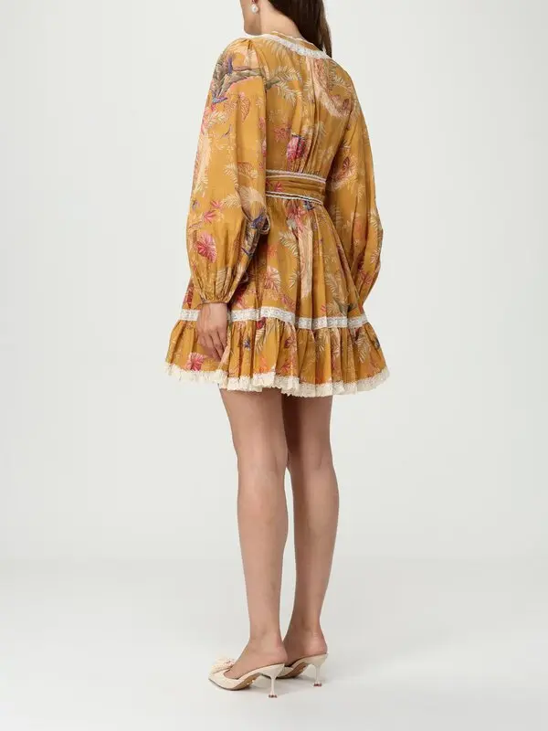 Zimmermann Printed Wrap Dress - Mustard