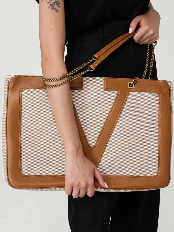 Valentino Garavani V Logo Tote Bag - Sand