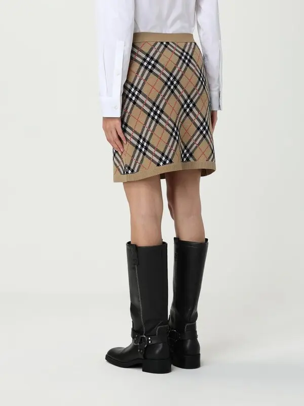 Burberry Check Knit Skirt - Sand