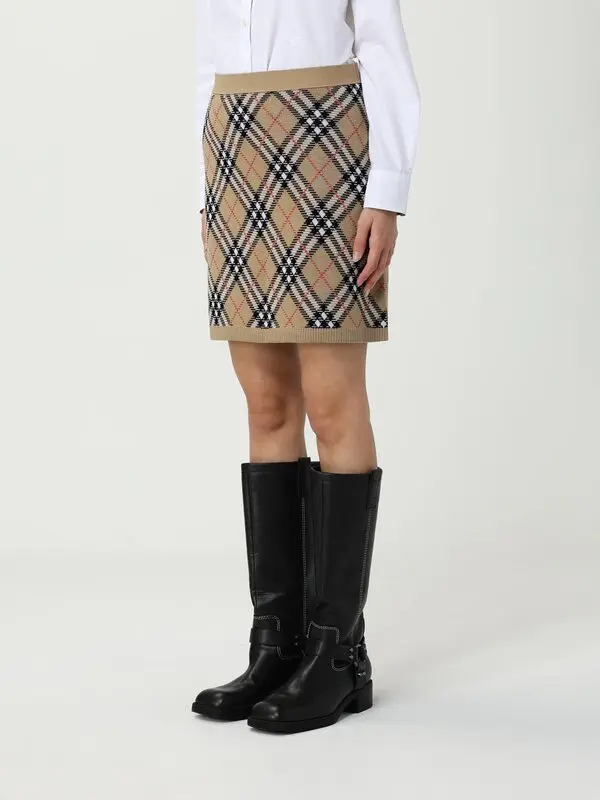 Burberry Check Knit Skirt - Sand