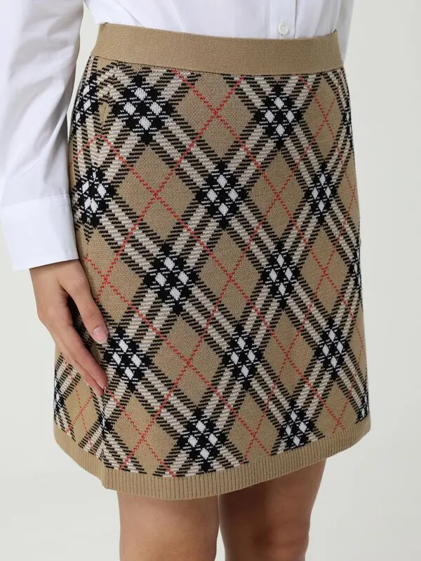 Burberry Check Knit Skirt - Sand