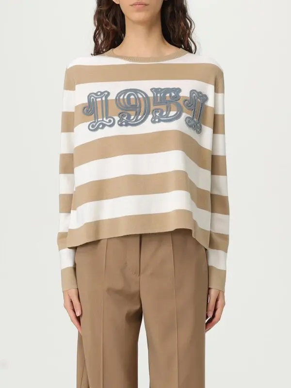 Max Mara Striped Sweater With Appliqué Detail - White 1