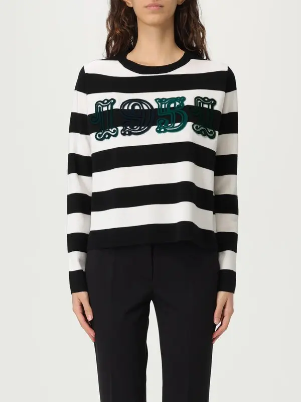 Max Mara Striped Sweater With Appliqué Detail - White