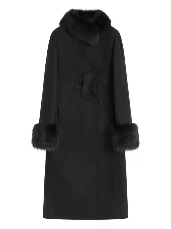 Valentino Garavani Faux Fur-trimmed Double-breasted Coat
