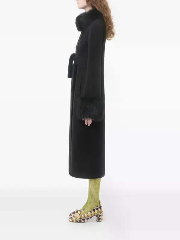 Valentino Garavani Faux Fur-trimmed Double-breasted Coat