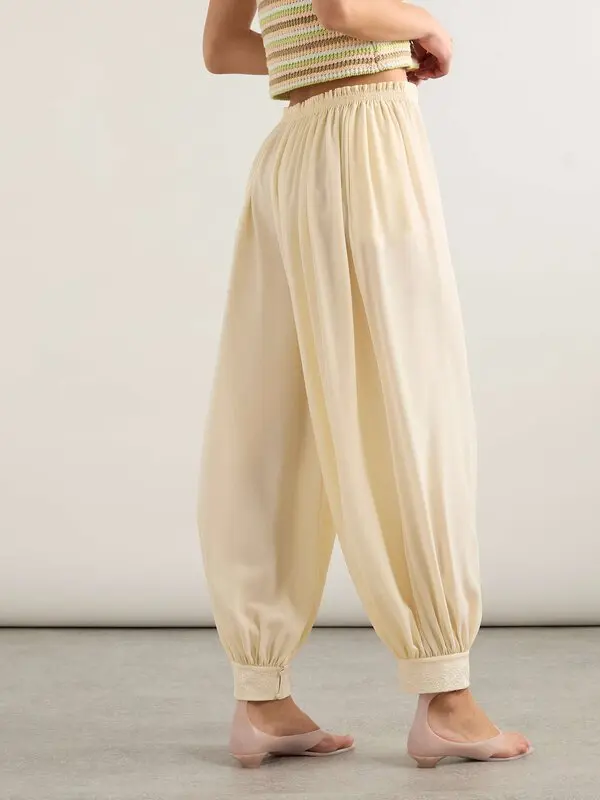 Chloé Embroidered Silk Tapered Pants