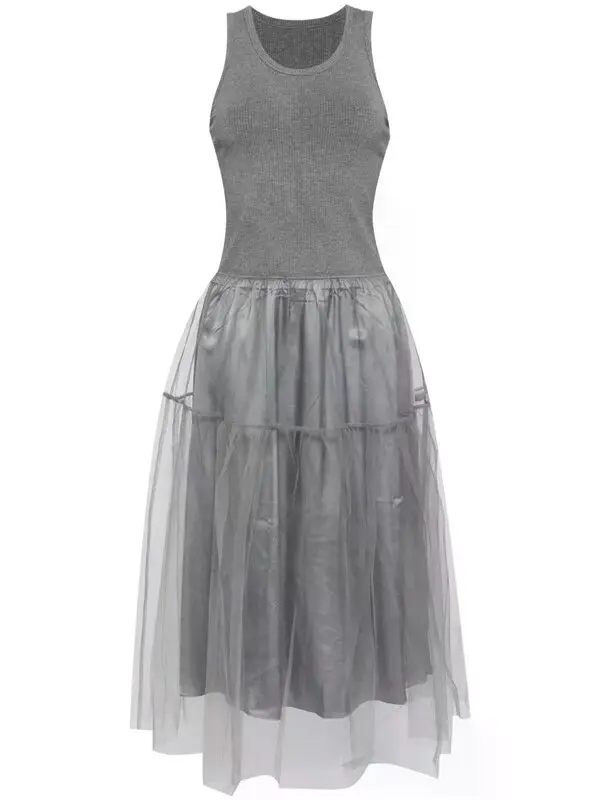 JNBY Tulle-inserts Midi Dress - Grey