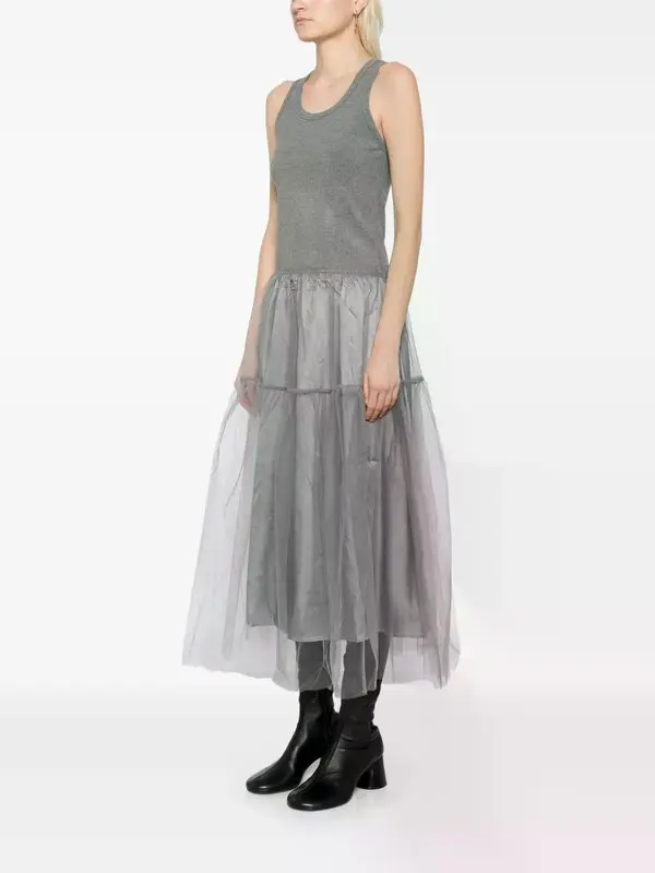 JNBY Tulle-inserts Midi Dress - Grey