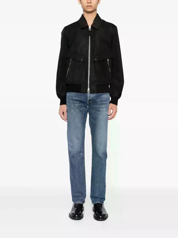 TOM FORD Leather Collar Bomber - Black