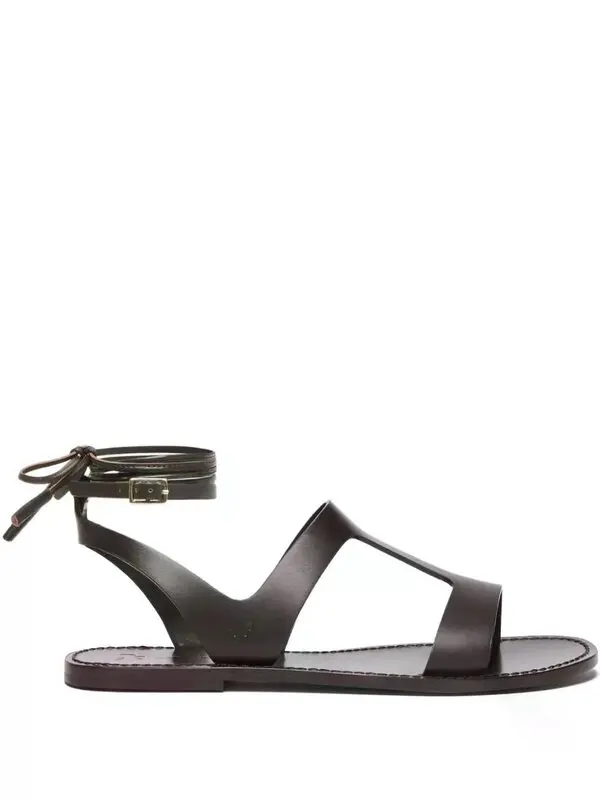 Max Mara Leather Flap Sandals - Brown