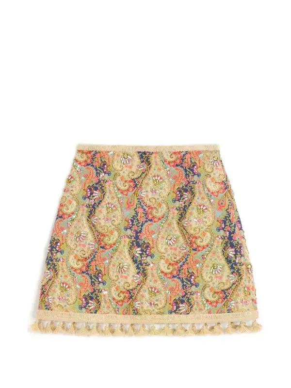 Valentino Garavani Embroidered Skirt With Paisley Voyage Imaginaire-print - Neutrals