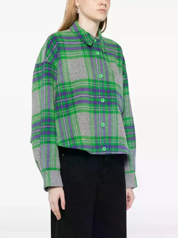 JNBY Plaid Wool-blend Button-up Jacket