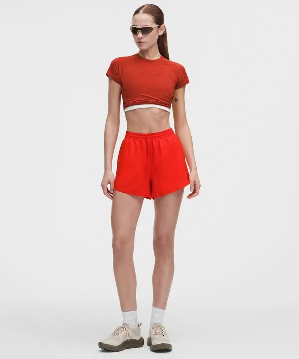 Lululemon Pace Rival High-rise Short 3" With Drawstring And Pockets - Cherry Ember