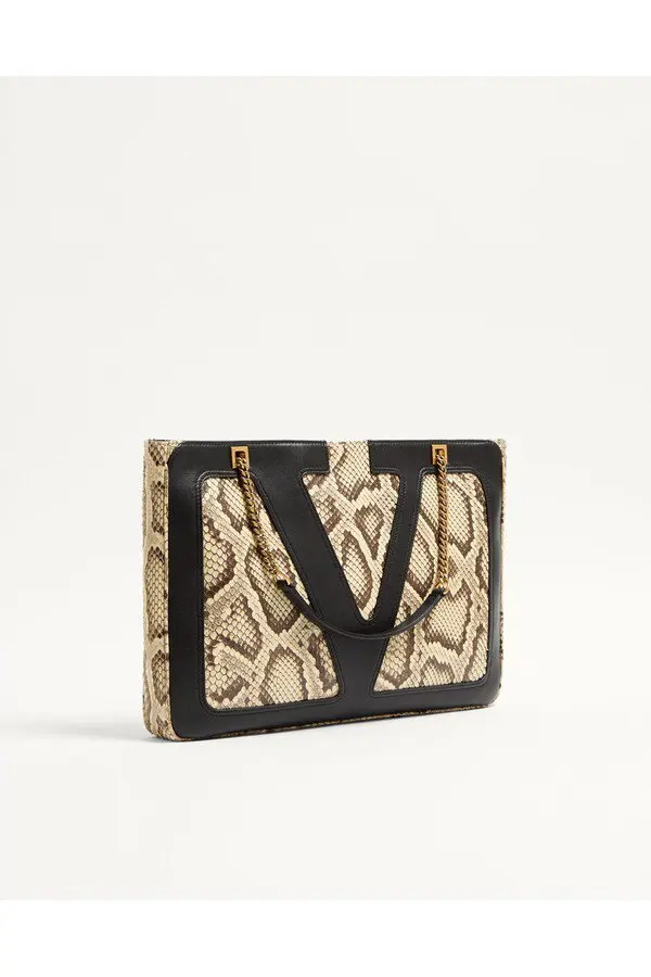 Valentino Garavani Viva Superstar Medium Python Shopping Bag