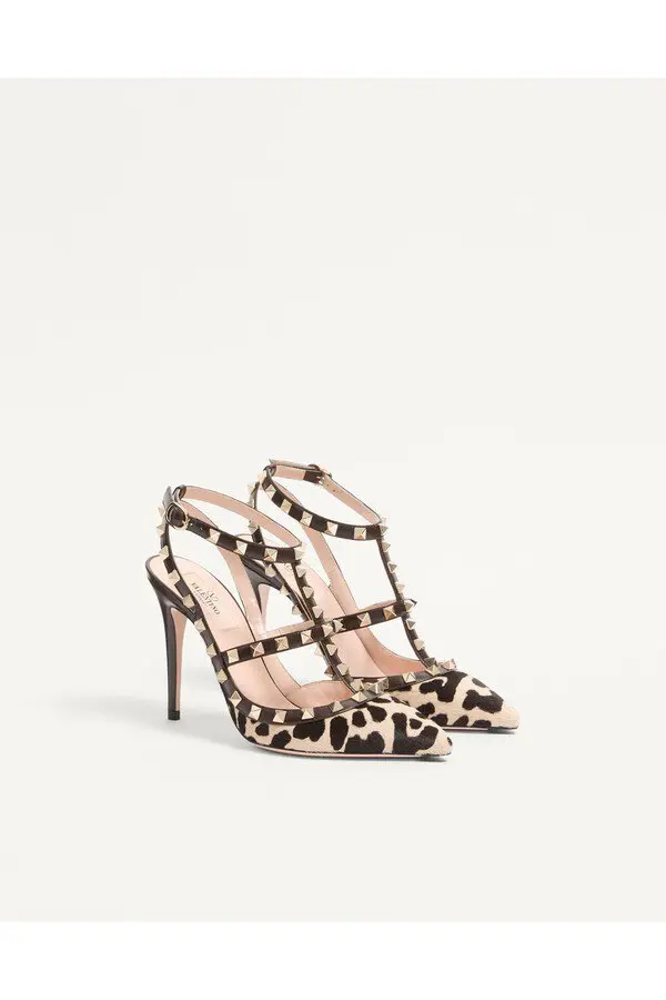 Valentino Garavani Rockstud Pony-effect Calfskin Pumps - Natural
