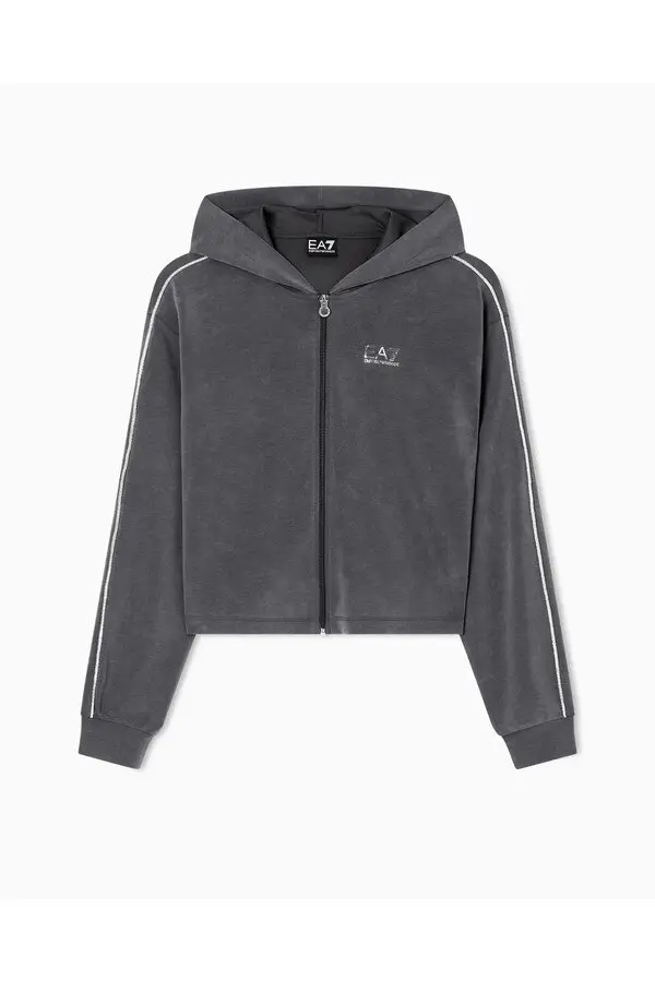 EA7 Precious Stretch-modal Interlock Zip-up Sweatshirt