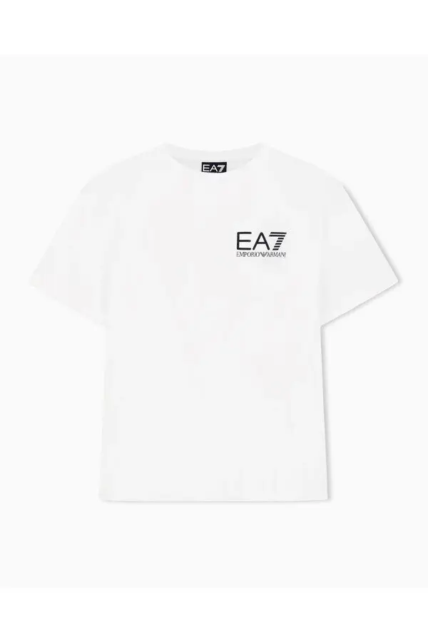 EA7 Logo Series Cotton Crew-neck T-shirt - White