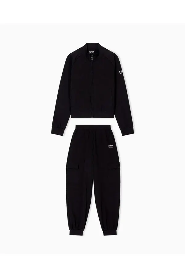 EA7 Stretch Cotton Tracksuit With Cargo Trousers - Black