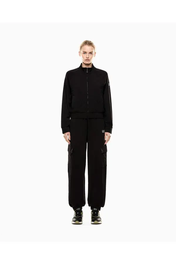 EA7 Stretch Cotton Tracksuit With Cargo Trousers - Black