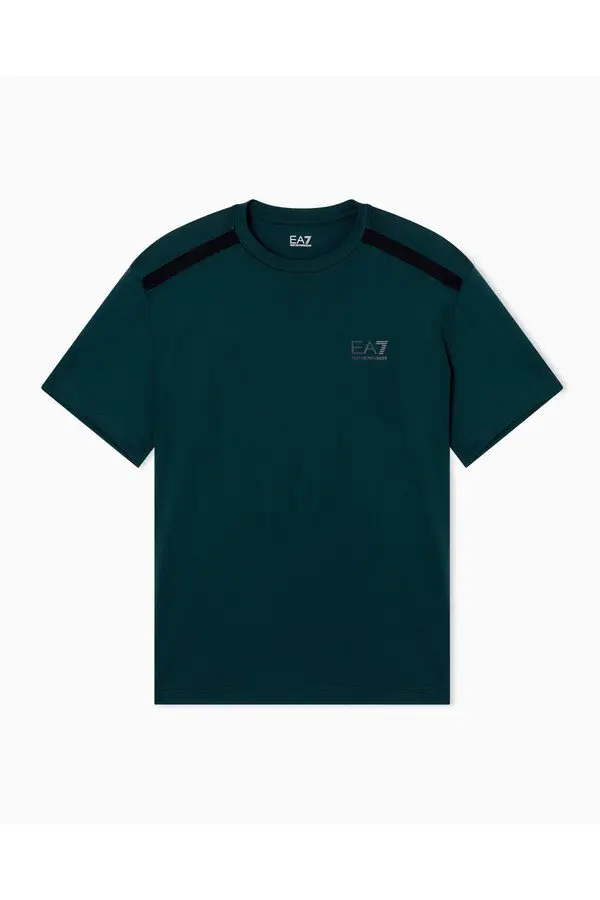 Emporio Armani Dynamic Athlete Crew-neck T-shirt In Natural Ventus7 Technical Fabric - Green