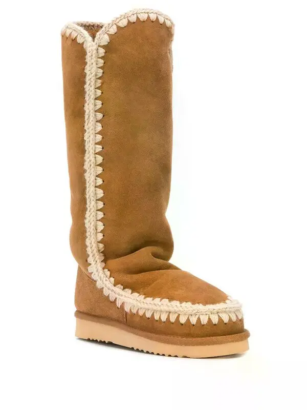 Mou Woven Detail Sheepskin Boots