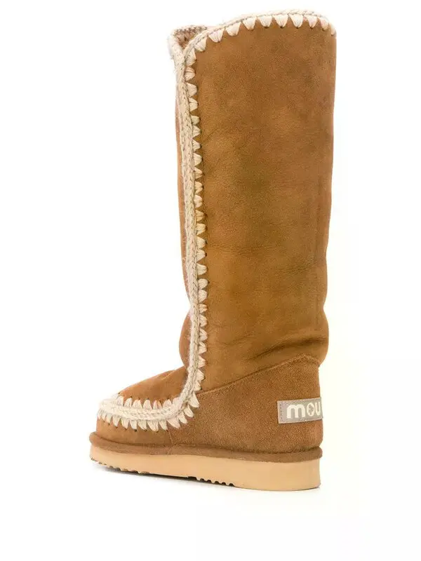 Mou Woven Detail Sheepskin Boots