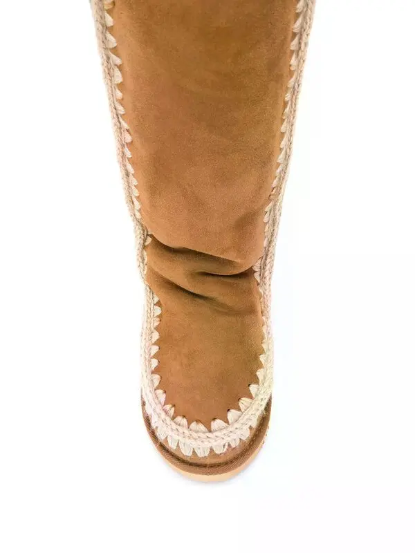 Mou Woven Detail Sheepskin Boots