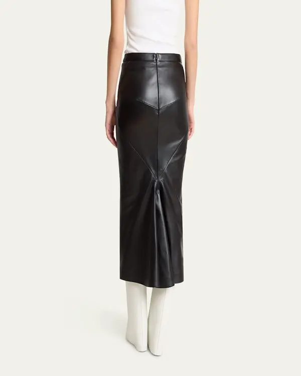 Givenchy Lambskin Leather Midi Pencil Skirt With Godet Back
