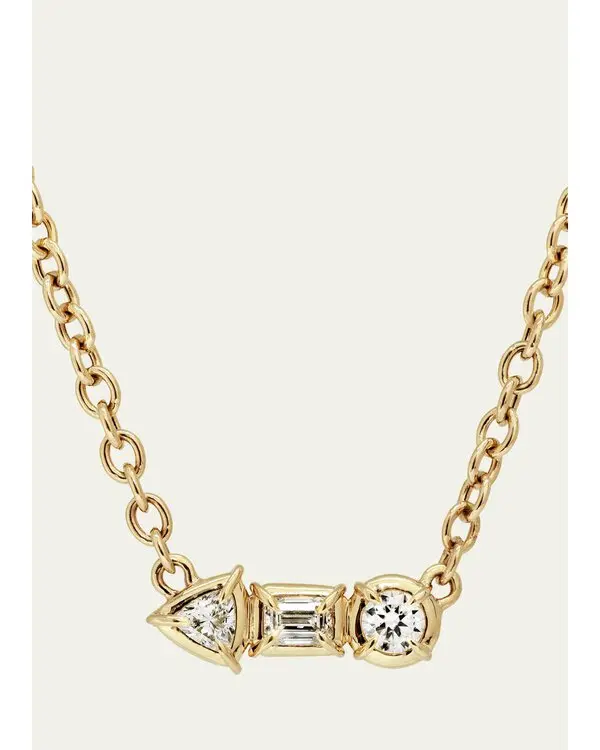 DARA KAYE Eternal Trinity Mini Triple Stone Necklace - Yellowgold
