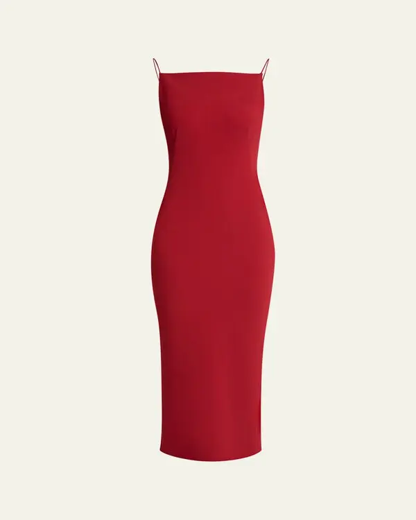 Givenchy Square-neck Sleeveless Midi Dress - Dark Red