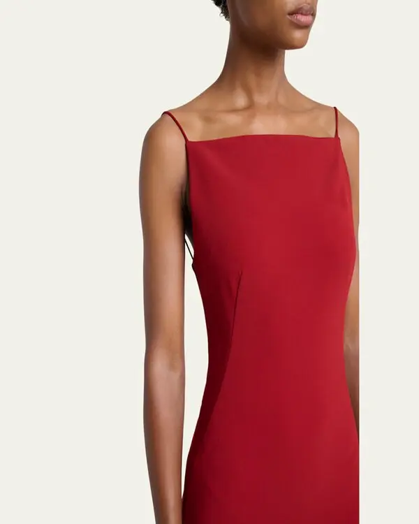Givenchy Square-neck Sleeveless Midi Dress - Dark Red