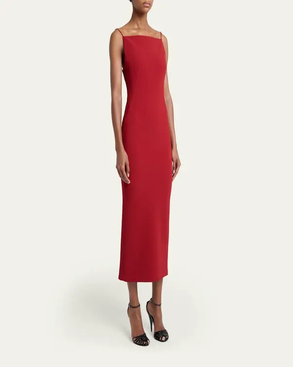 Givenchy Square-neck Sleeveless Midi Dress - Dark Red