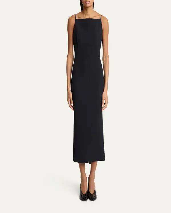 Givenchy Square-neck Sleeveless Midi Dress - Dark Red