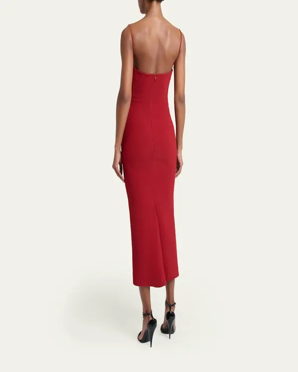 Givenchy Square-neck Sleeveless Midi Dress - Dark Red