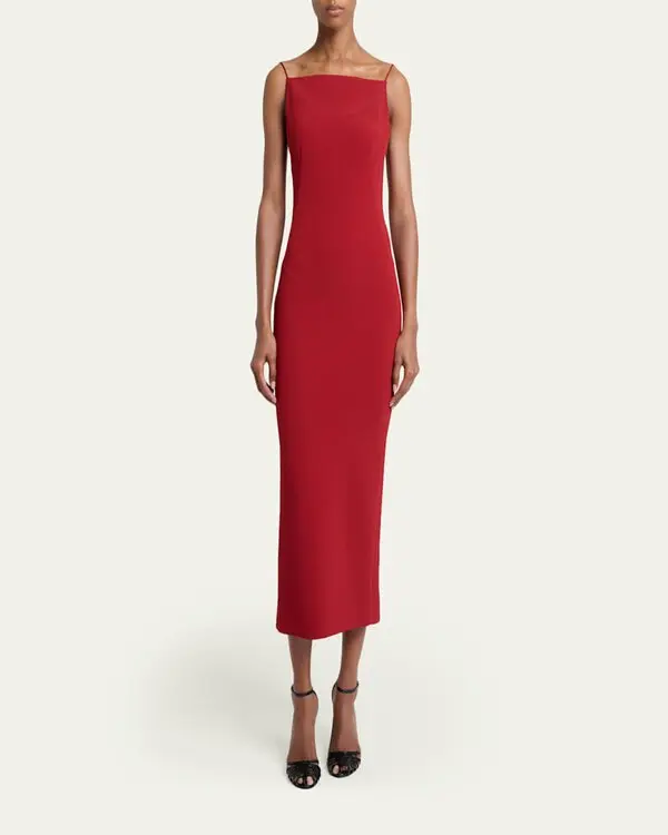 Givenchy Square-neck Sleeveless Midi Dress - Dark Red
