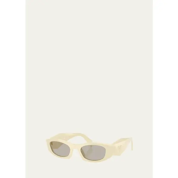 Prada Acetate Oval Sunglasses - White Brown