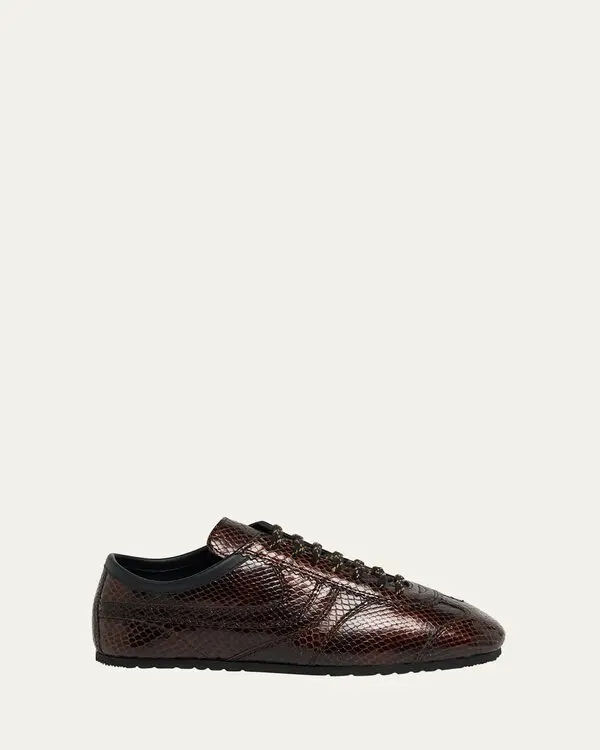 Dries Van Noten Dustin Snake-embossed Leather Sneakers