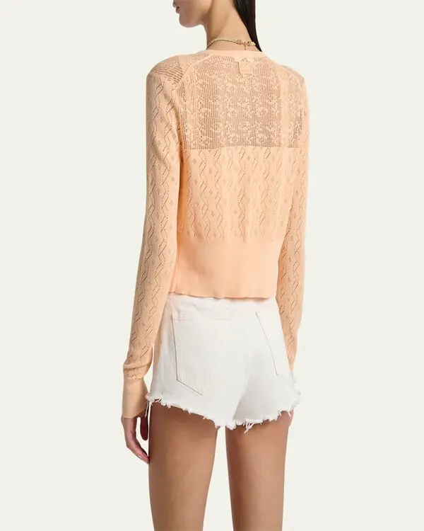Chloé Embroidered Pointelle Cotton Combo Top
