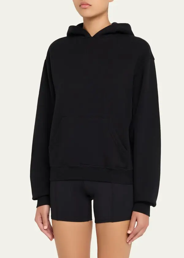 SKIMS Cotton Fleece Hooded Pullover - Onyx