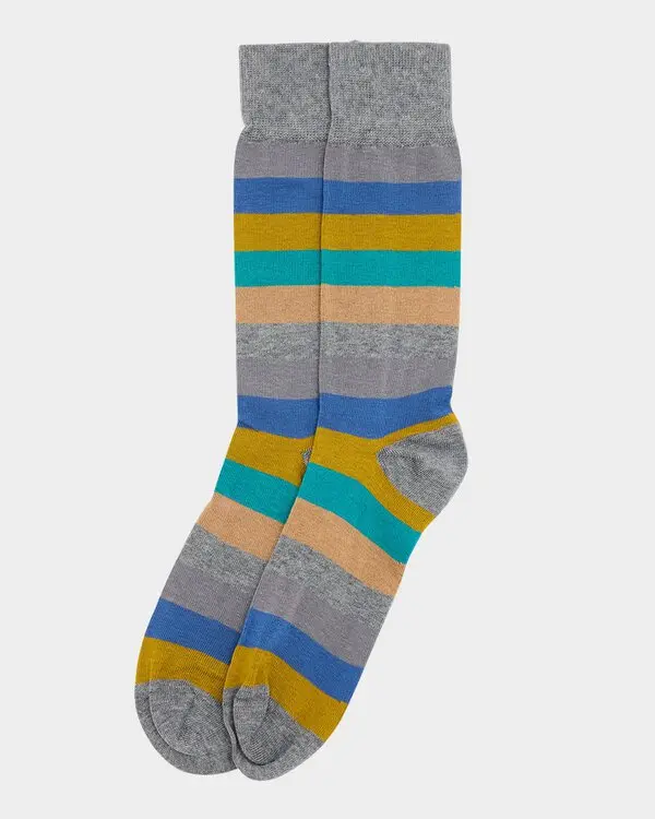 Paul Smith Kit Color-block Stripe Crew Socks - 76_slate