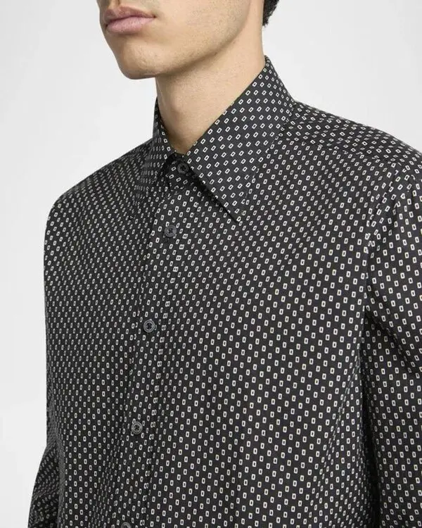 TOM FORD Apos;s Geometric Cotton Voile Sport Shirt - Black/ecru