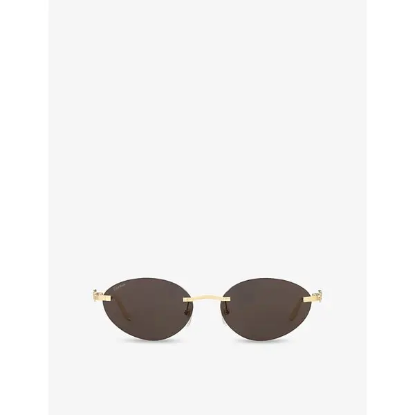 CARTIER Ct0504s Oval-frame Metal Sunglasses - Gold