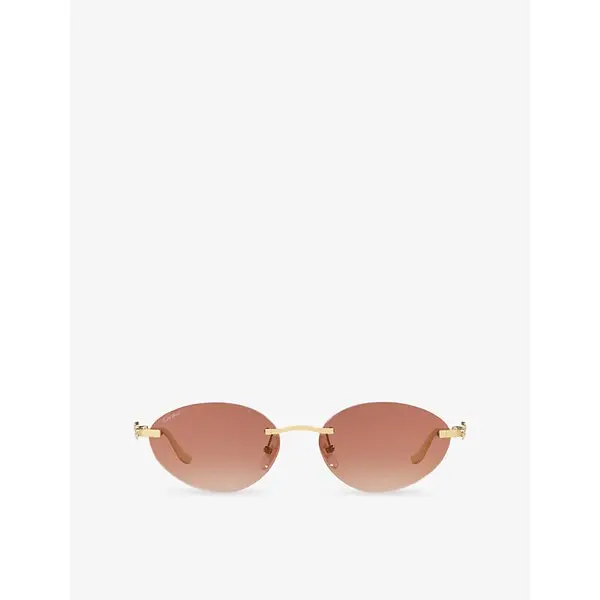 CARTIER Oval-frame Metal Sunglasses - Gold