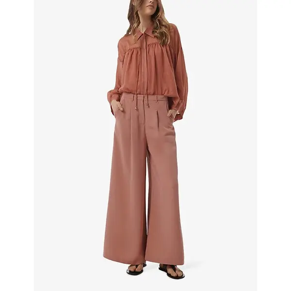 LEEM Pleated Wide-leg High-rise Trousers