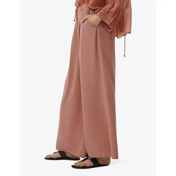 LEEM Pleated Wide-leg High-rise Trousers