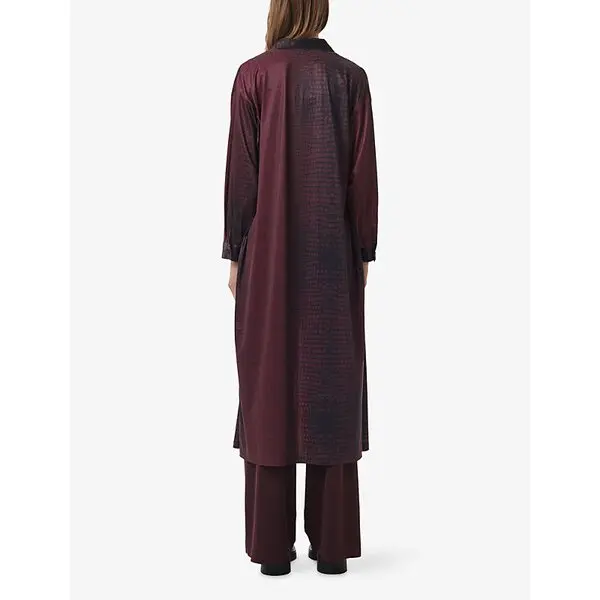 LEEM Abstract-print Relaxed-fit Maxi Shirt