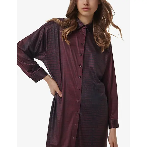 LEEM Abstract-print Relaxed-fit Maxi Shirt